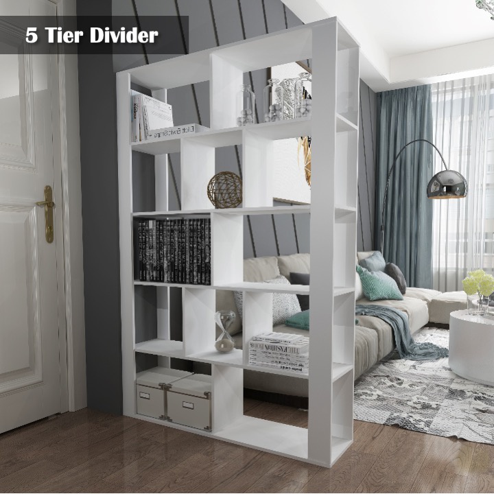 SHIRO EDEN 5 Tier Divider Cabinet With Shelves 5 Layer Hallway Bookcase ...