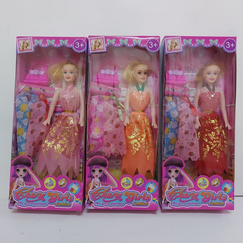 Barbie Doll Set Girl Pretend Play Fashion Princess Dress Bag Mainan ...