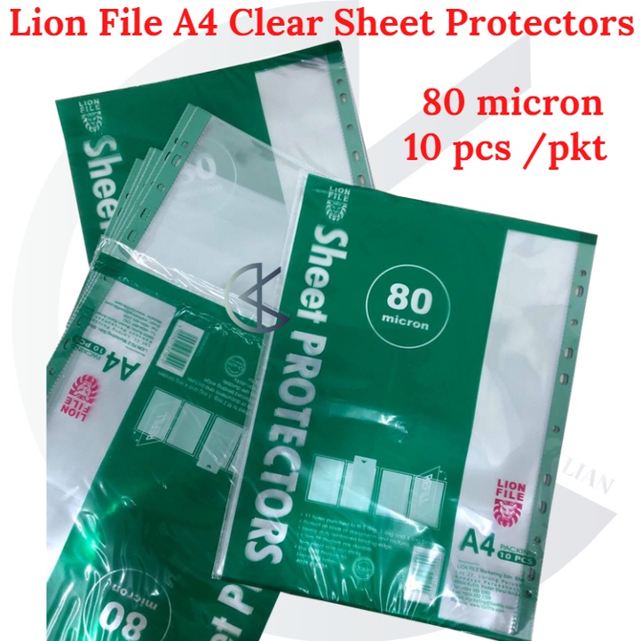 Lion File A4 Clear PP Sheet Protectors / Transparent Pockets / Clear ...