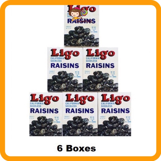 [ 6 pack ] X 30gm Ligo California Seedless Raisins (black / hitam ...