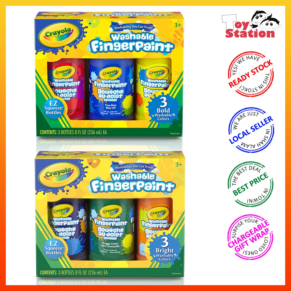 ORIGINAL Crayola Washable Fingerpaint Bold Primary / Bright Secondary ...