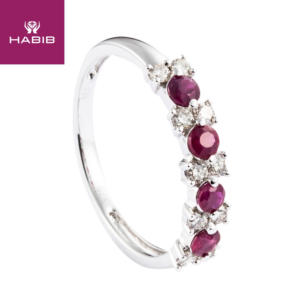 HABIB Red Ruby and Diamond Ring in 375/9K White Gold 25111 | Shopee ...