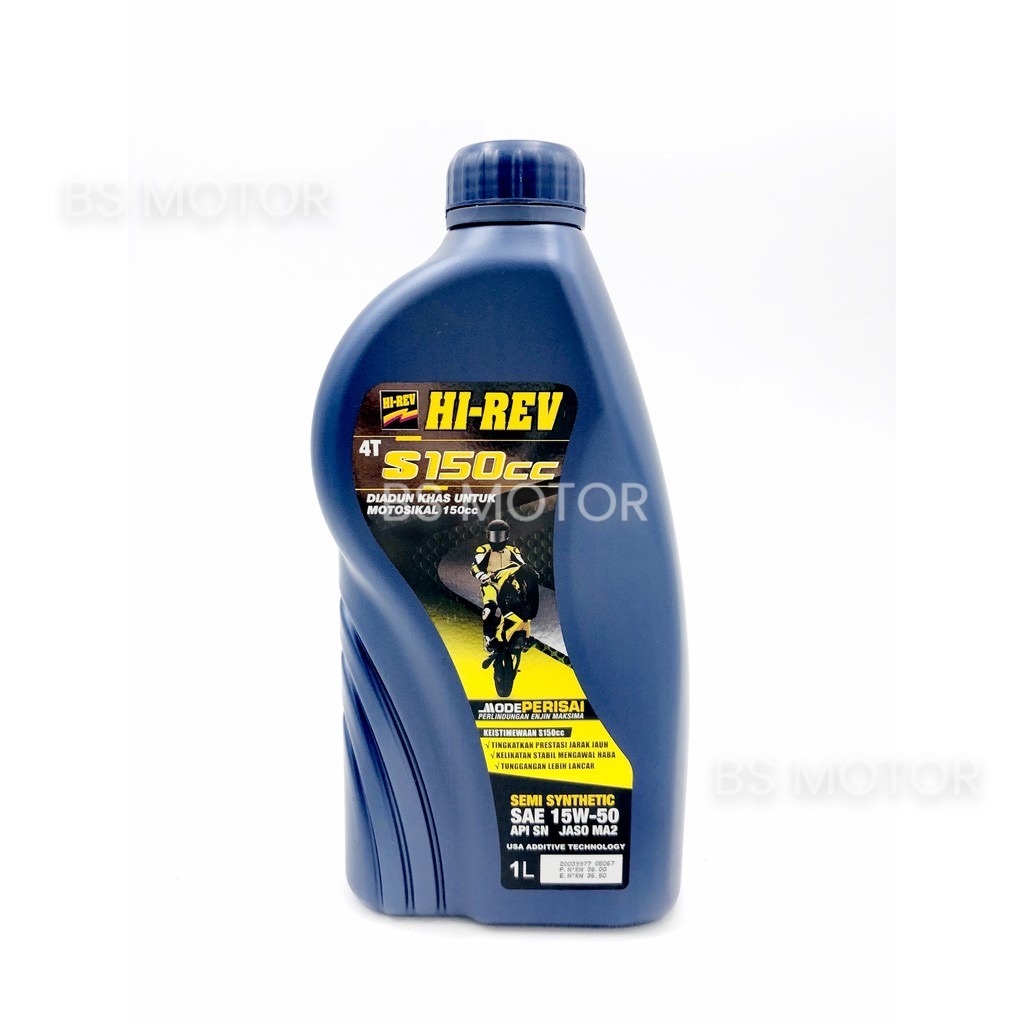(100% ORIGINAL) HI-REV S150cc 4T SAE 15W-50 SEMI SYNTHETIC (1 LITER ...