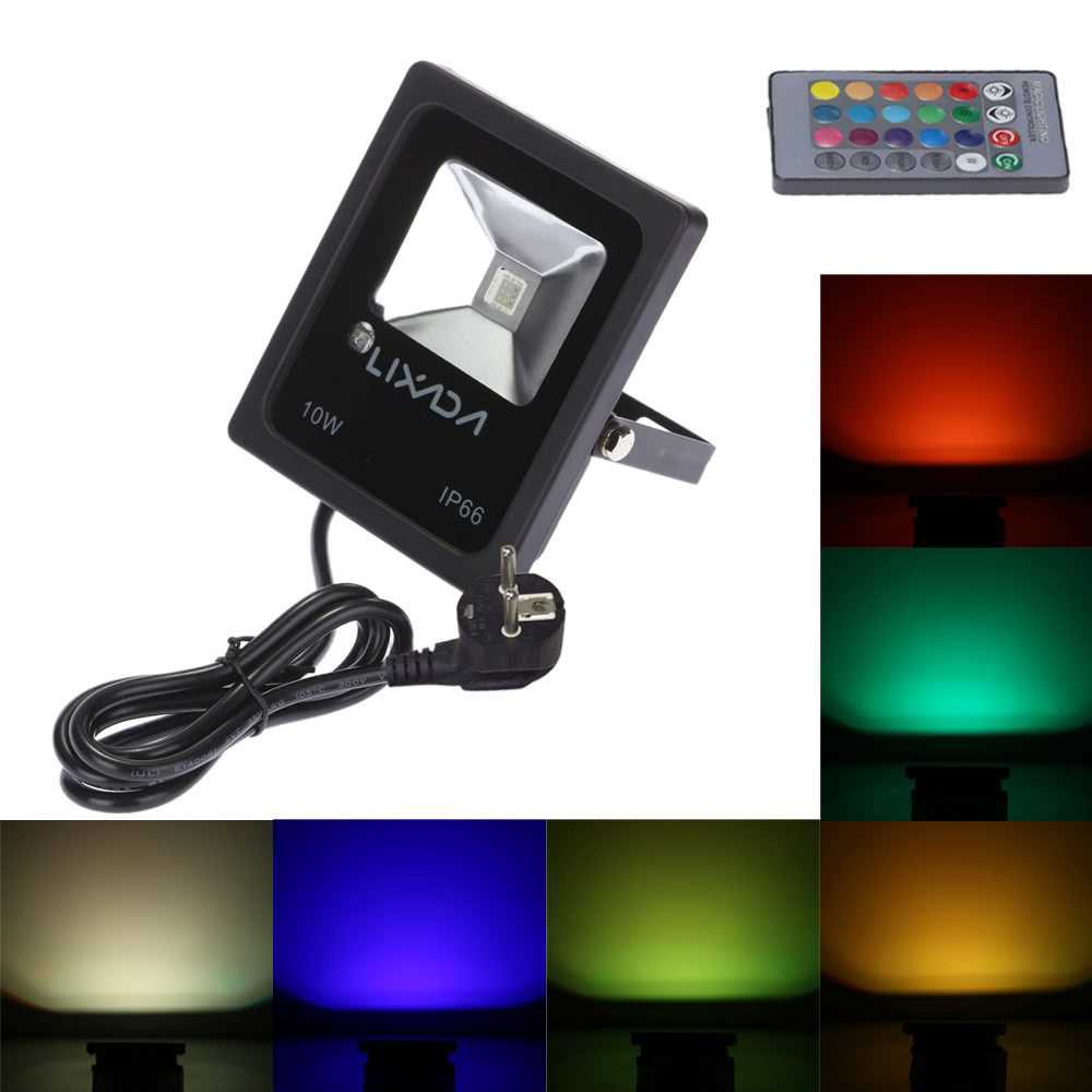 Lixada 10W LED RGB Floodlight Outdoor Security Floodlight Water ...