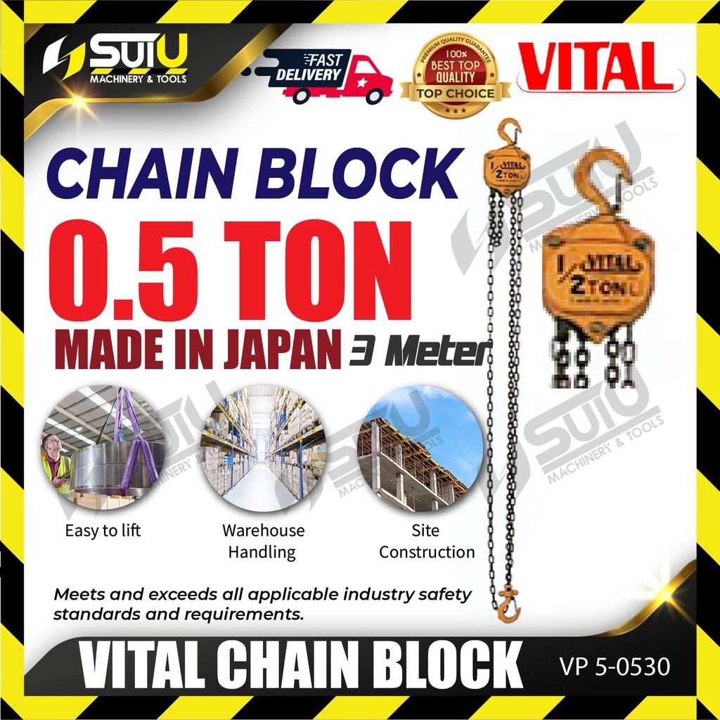 VITAL Chain Block 0.5ton x 3m / 1ton x 3 m / 1ton x 5m / 1.5 ton x 3m ...