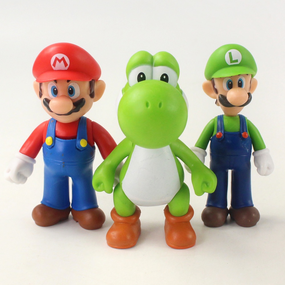 3Pcs/Set 10cm Japan Game Super Mario Bros. Yoshi Luigi Mario PVC Action ...