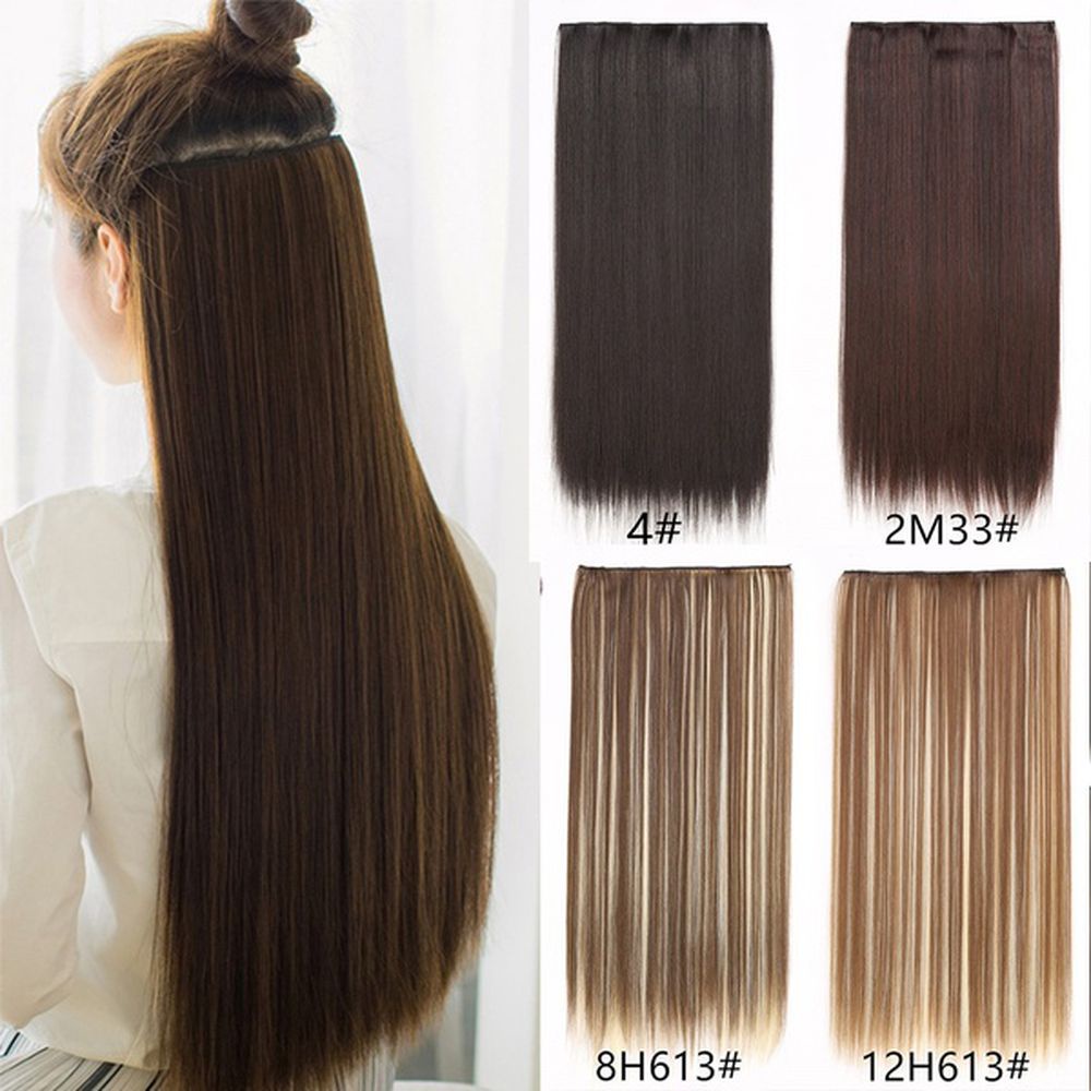 5 clips/piece Natural straight Hair Extention 24"inches Clip in women ...