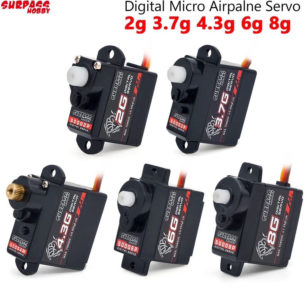 Surpass Hobby 2g 3.7g 4.3g 6g 8g Micro Digital Mini Servo Metal and ...