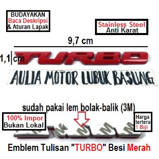 MERAH Original emblem with red turbo writing toyota bmw mitsubishi audi ...