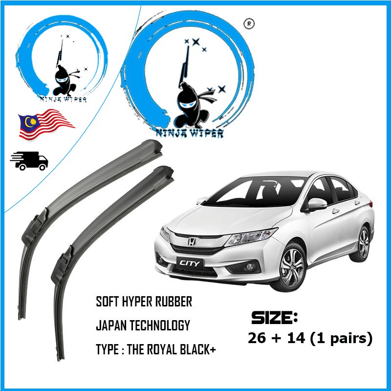 🇯🇵 Ninja Wiper The Royal black+🇯🇵 HONDA CITY 2014 (26"+14" 1PAIR) Car ...
