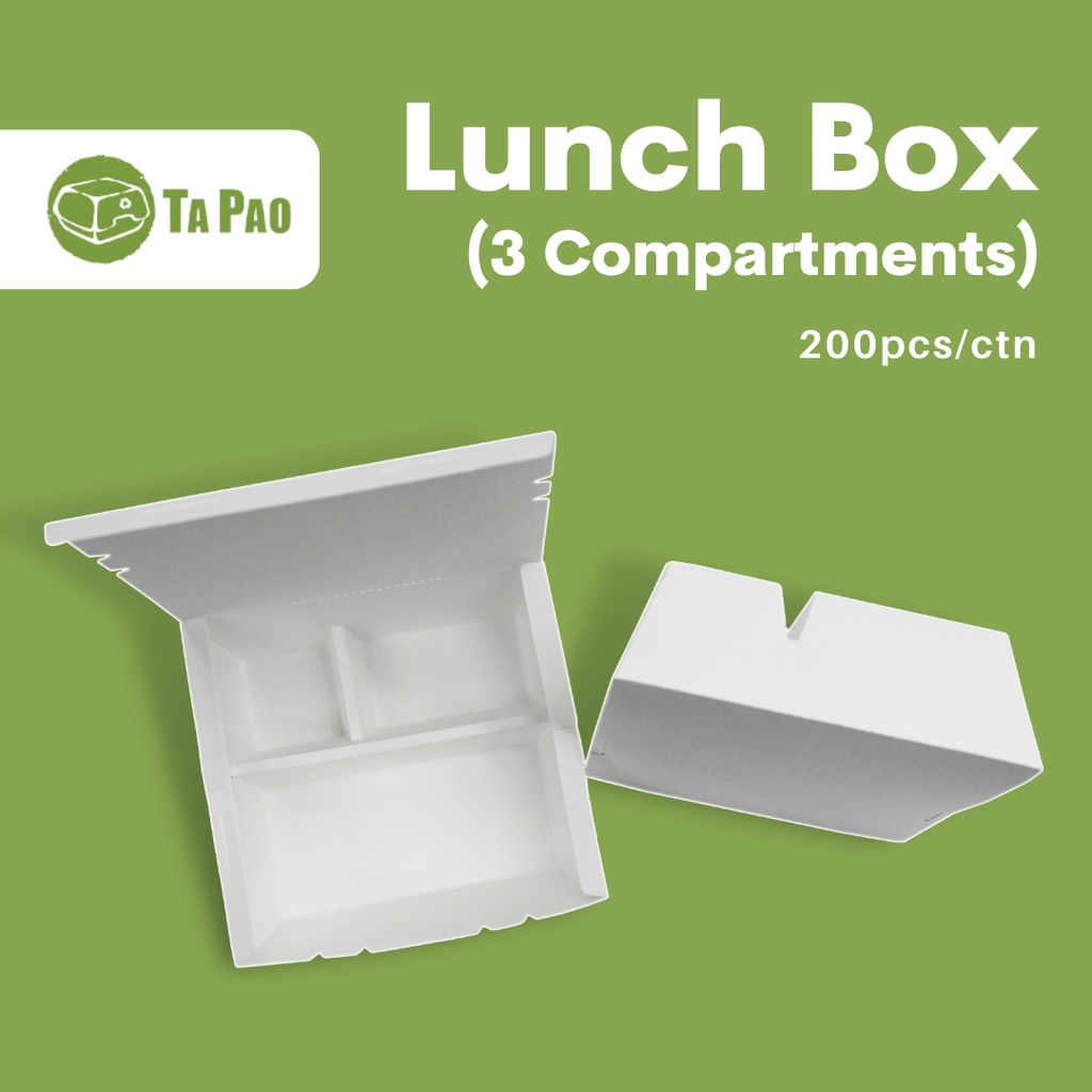 Paper Lunch Box 3 Compartments | 200 pcs | Paper Food Box | Paper Take ...