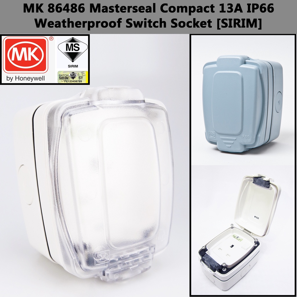 MK 86486 Masterseal Compact 13A IP66 Weatherproof Switch Socket ...
