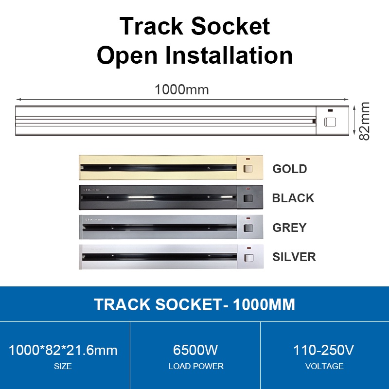 Megaman Power Track Socket Aluminum Alloy 40CM 60CM 80CM 100CM Open ...