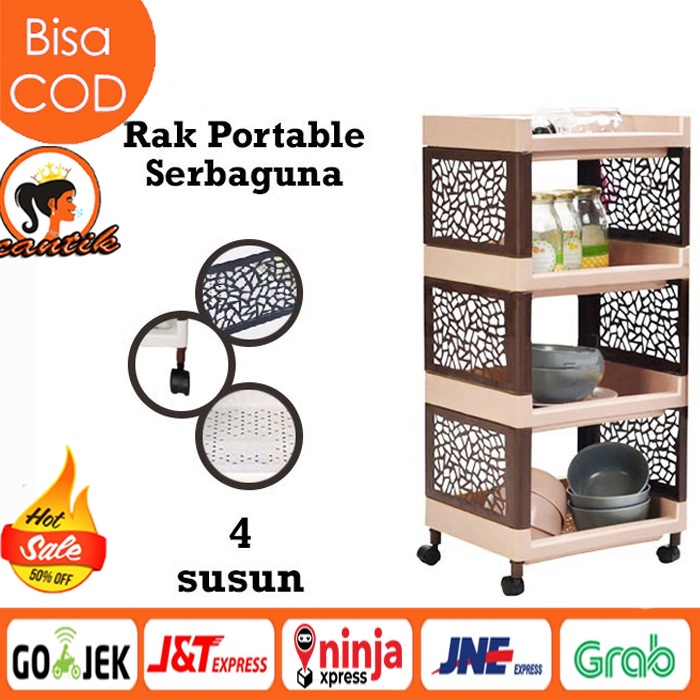 Yoyo Rack/4-Tier Plastic Shelf With Wheels/4-Tier Shelf/Multipurpose ...