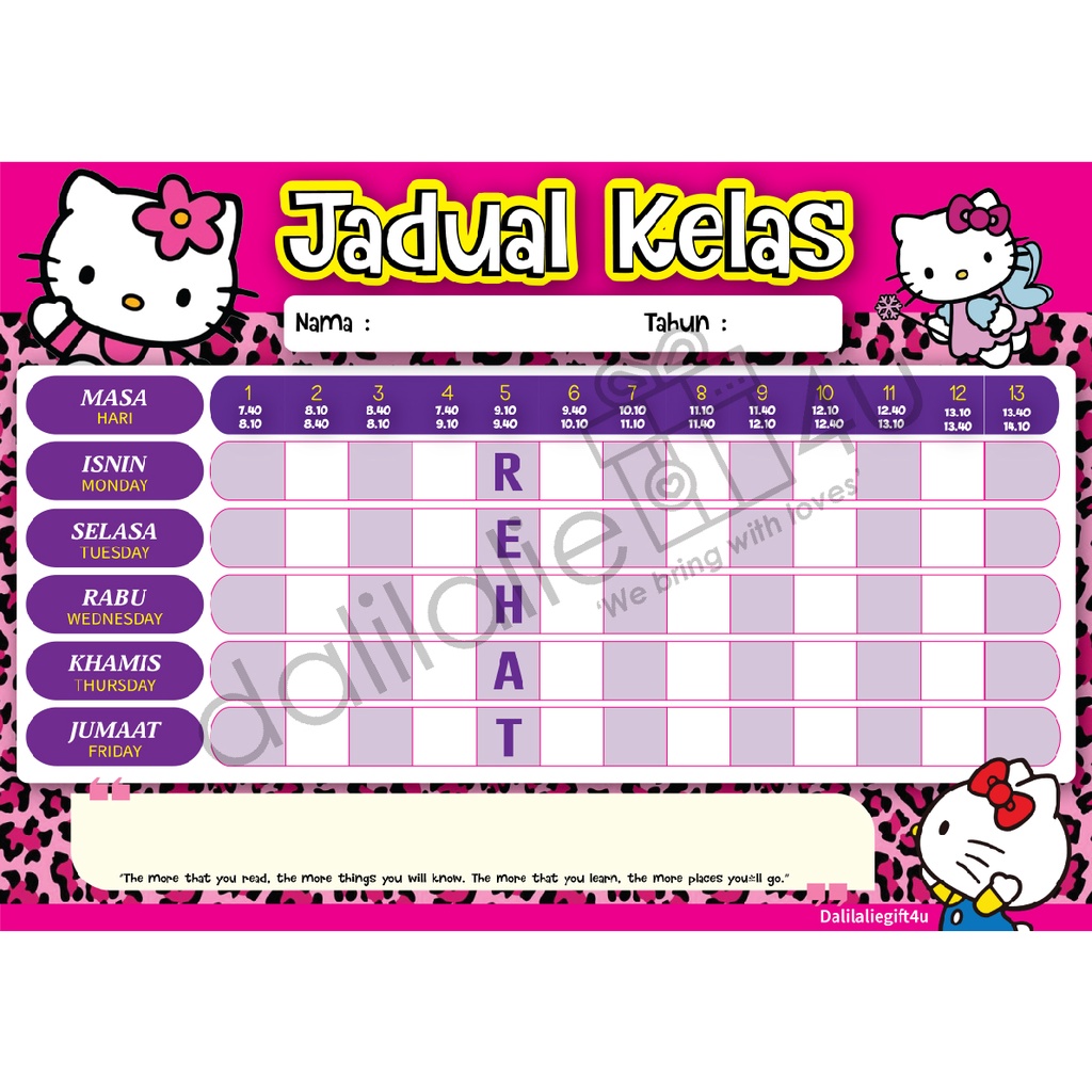 Time Table Sticker/Jadual Kelas Ready Stock!!! | Shopee Malaysia
