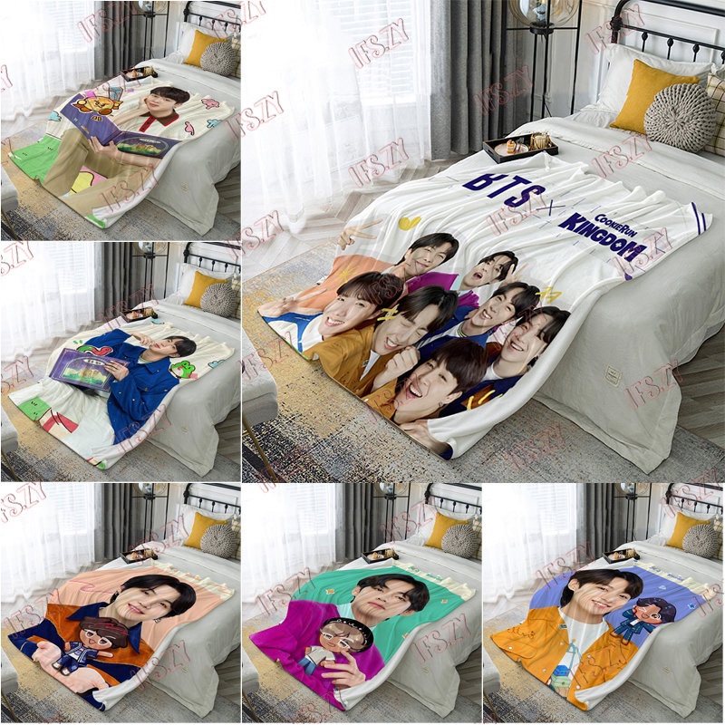 BTS x Cookie Run: Kingdom 4 Size Flannel Blanket RM & Jin & SUGA ...
