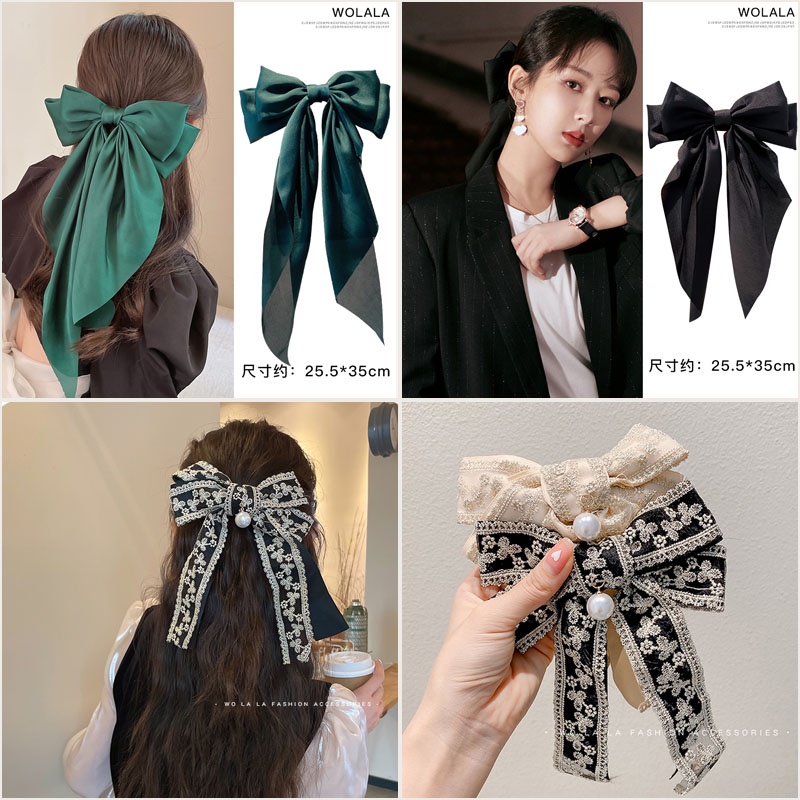 Korean Big Bow Ribbon Hairpin Advanced Ribbon Elegant Hair Accessories ...