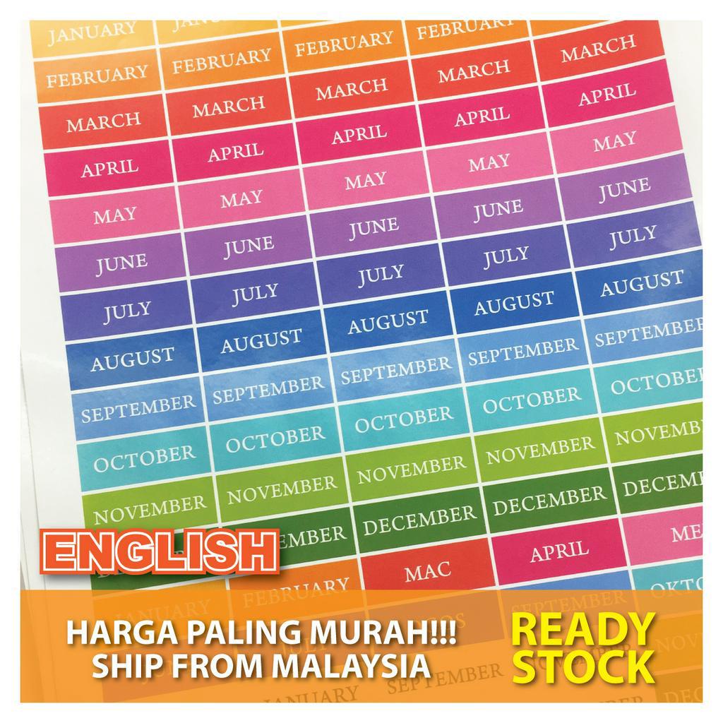 STICKER LABEL BULAN WARNA WARNI UNTUK BUKU SEKOLAH | Shopee Malaysia