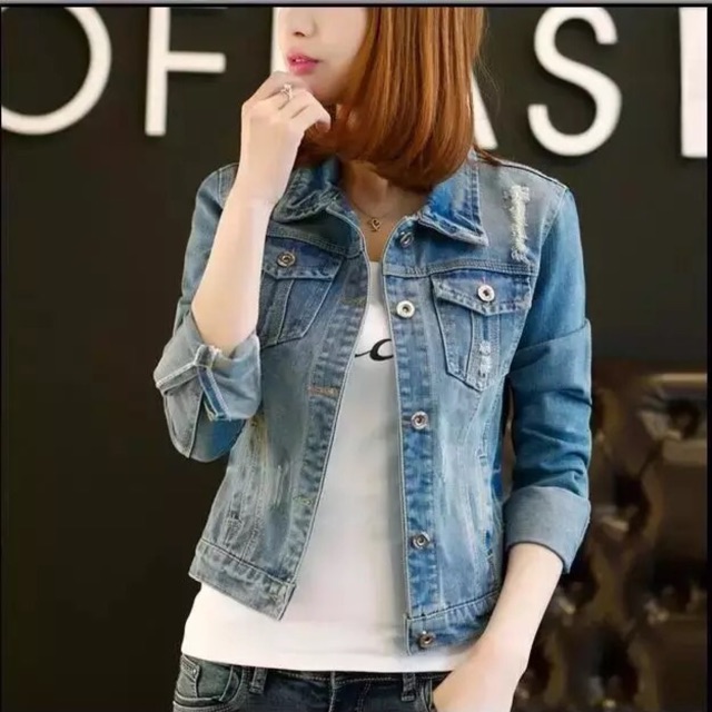 New denim jacket long sleeve women's version of the short jacket ...