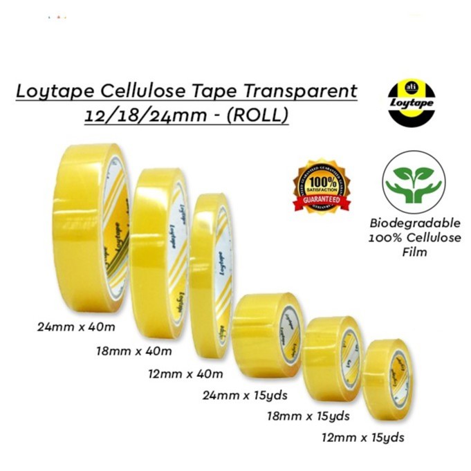 Loytape Cellulose Tape Transparent 12mm/18mm/24mm - 1roll | Shopee Malaysia