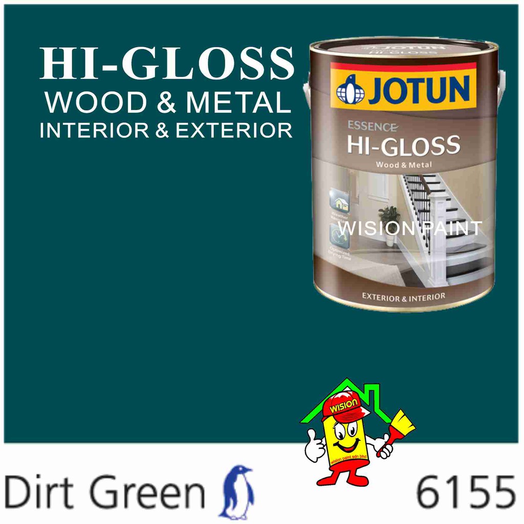 dirt green 6155 ( 1L ) JOTUN ( HI GLOSS ) WOOD AND METAL PAINT EXTERIOR ...