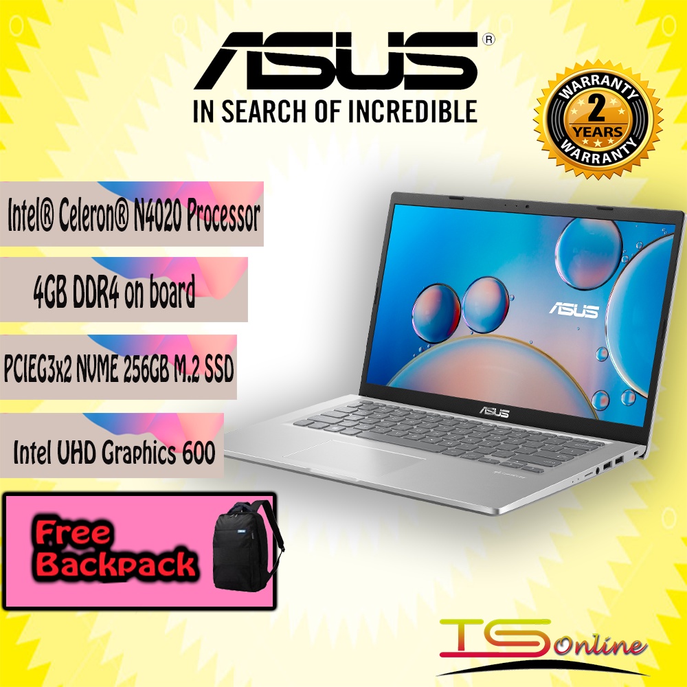 ASUS A416M-ABV550W /ABV551W LAPTOP (CELERON N4020,4GB,256GB SSD,14" HD ...