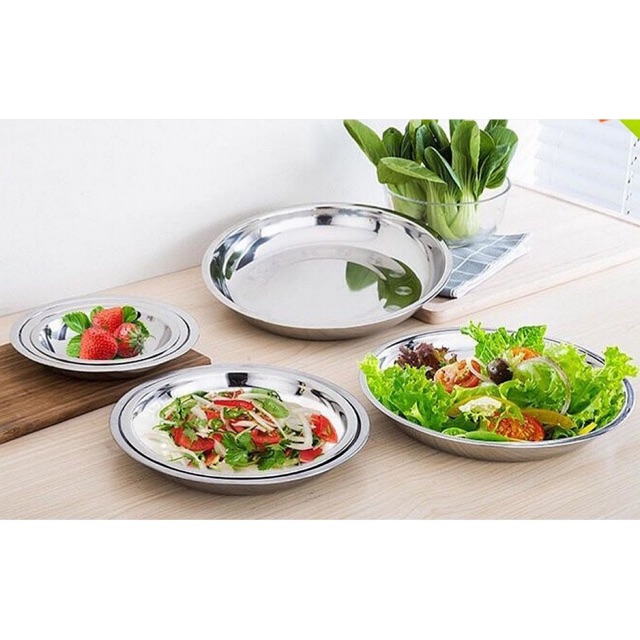 👉READY STOCK👈 Stainless Steel Plate / Food Plate / Kitchenware 不锈钢盘/食物盘 ...