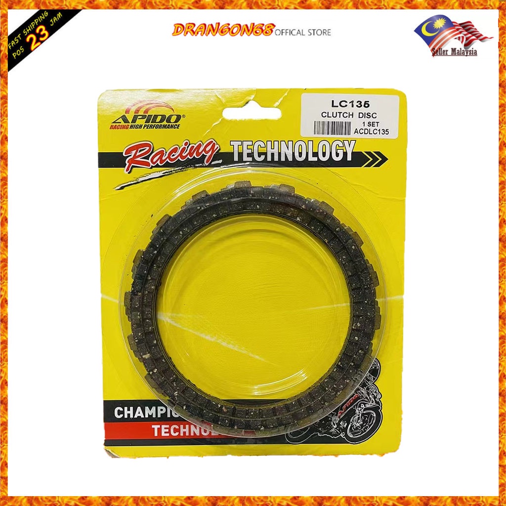 CLUTCH PLATE APIDO RACING LC135 (1 SET 4 KEPING) WAVE125 /LC135 V1 V2 V3 V4 V5 V6 V7 V8 4 SPEED ...