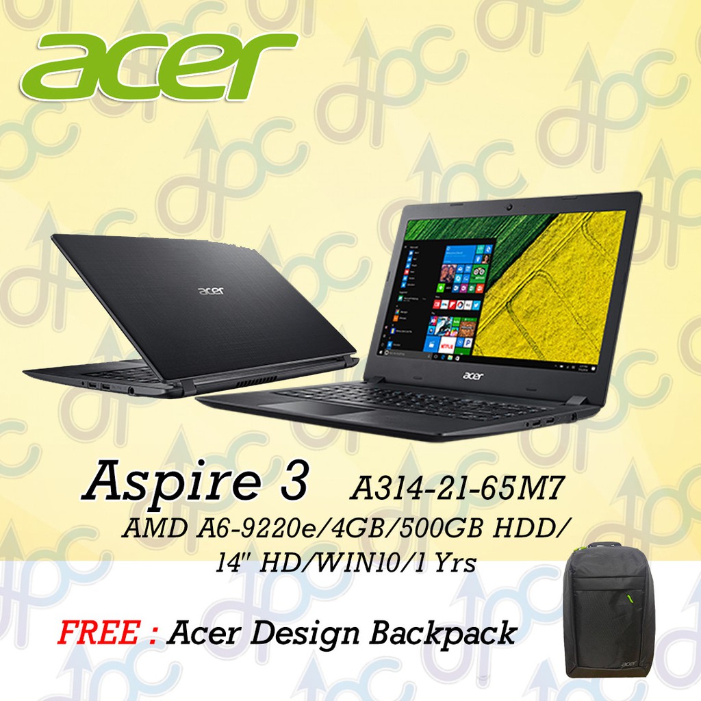 Acer Aspire 3 A314-21-65M7 14″ HD Black( AMD A6, 4GB, 500GB HDD, AMD ...
