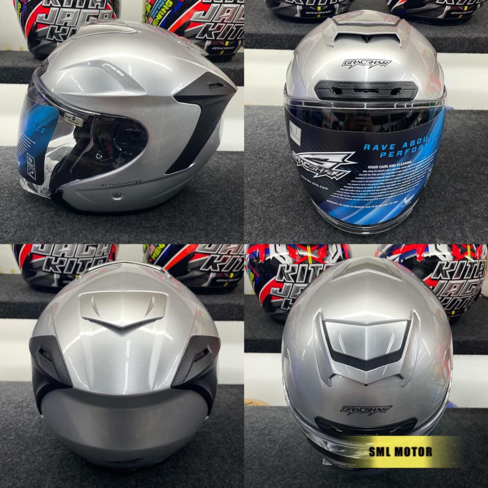 GRACSHAW GAIZER G838 PRESTIGE SILVER (Open Face Helmet) | Shopee Malaysia