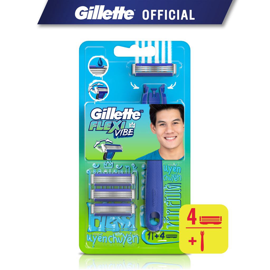 Gillette Flexi Vibe - 1 Razor Handle + 4 Blade/Cartridge Refills ...