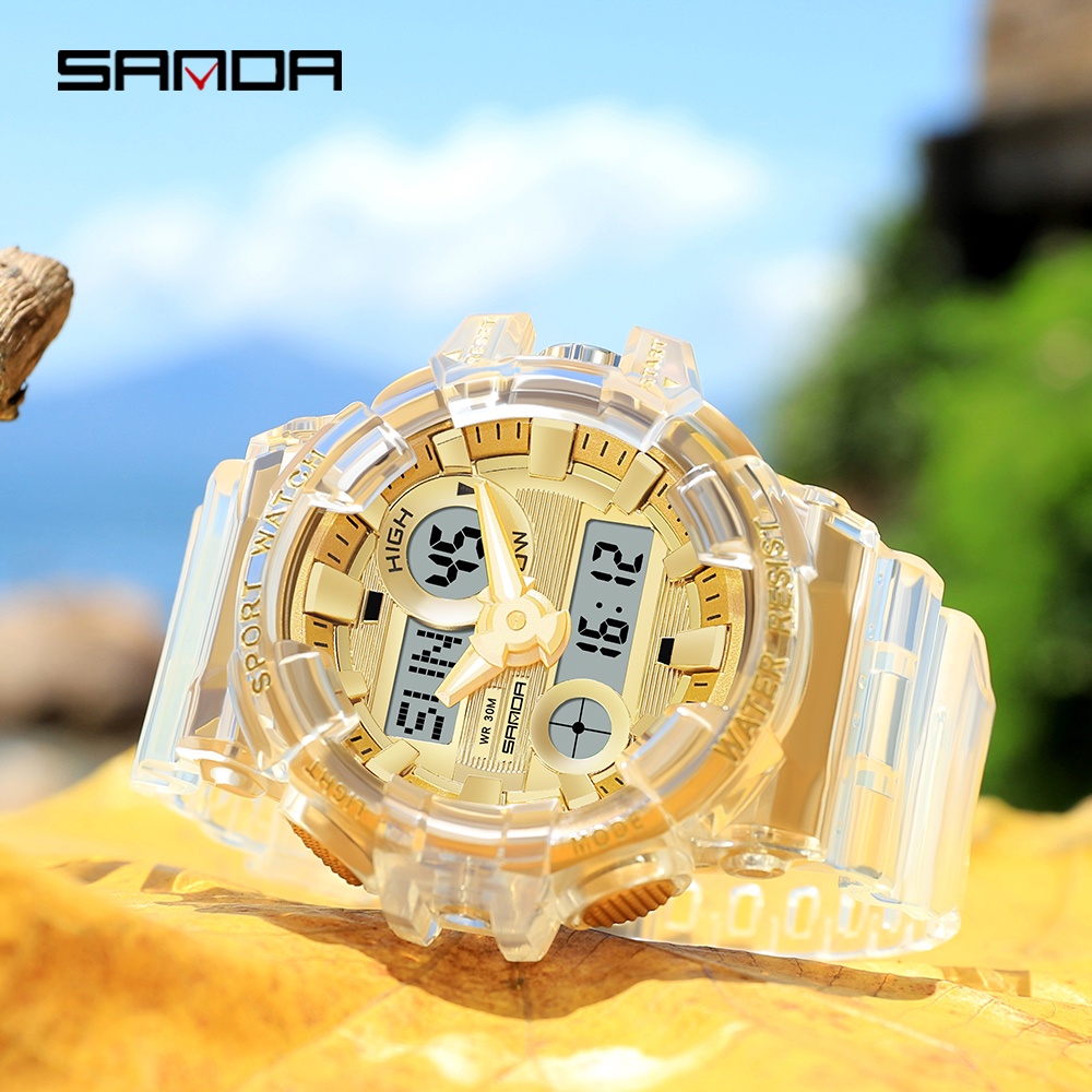SANDA Hot Weather Cool Transparent Multi-function Dual-display Luminous ...
