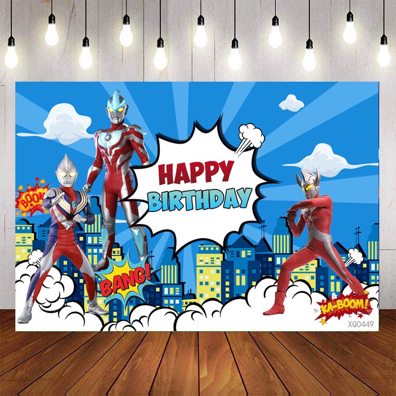 Ultraman Party Backdrops For Photo Studio Superhero Buildings Boys ...