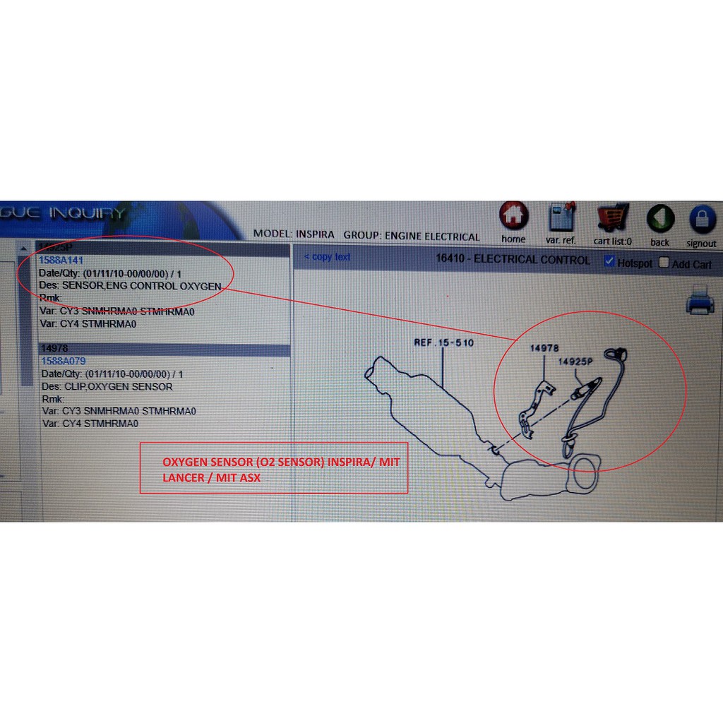 PROTON INSPIRA MITSUBISHI LANCER GT ORIGINAL ENGINE OXYGEN SENSOR ...