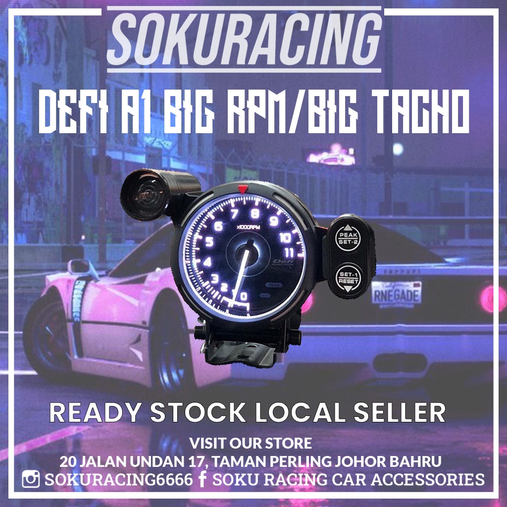 ORIGINAL THAILAND DEFI A1 BIG TACHOMETER RPM METER 3.75" WITH SHIFT ...