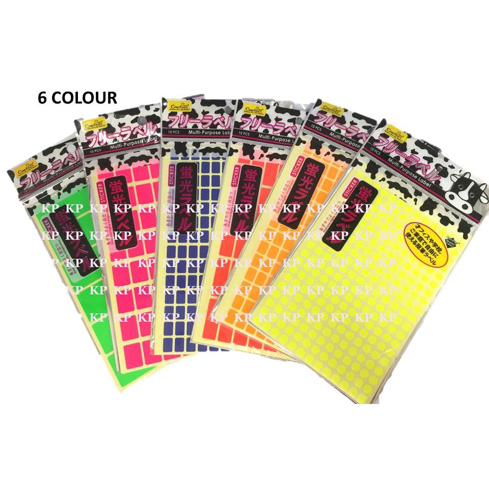 Ready stock Multi Purpose Label Sticker Fluorescent Colour | Shopee ...