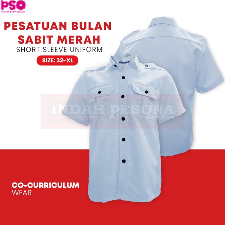 Uniform Baju Putih PERSATUAN BULAN SABIT MERAH LENGAN PENDEK BERKOLAR ...