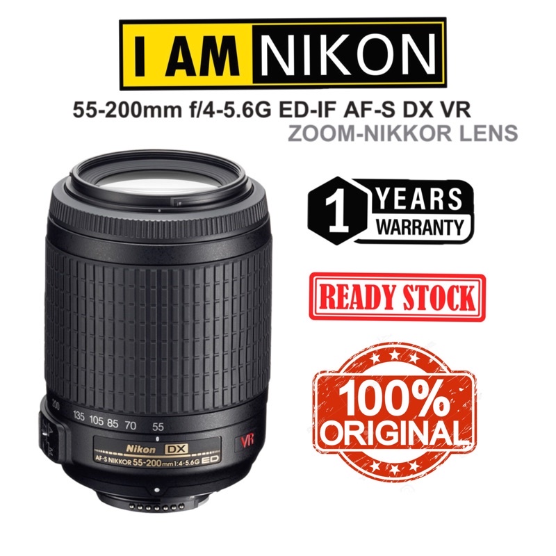 Nikon 55-200mm F/4-5.6G ED-IF AFS DX VR Zoom lens original 1 years warranty | Shopee Malaysia