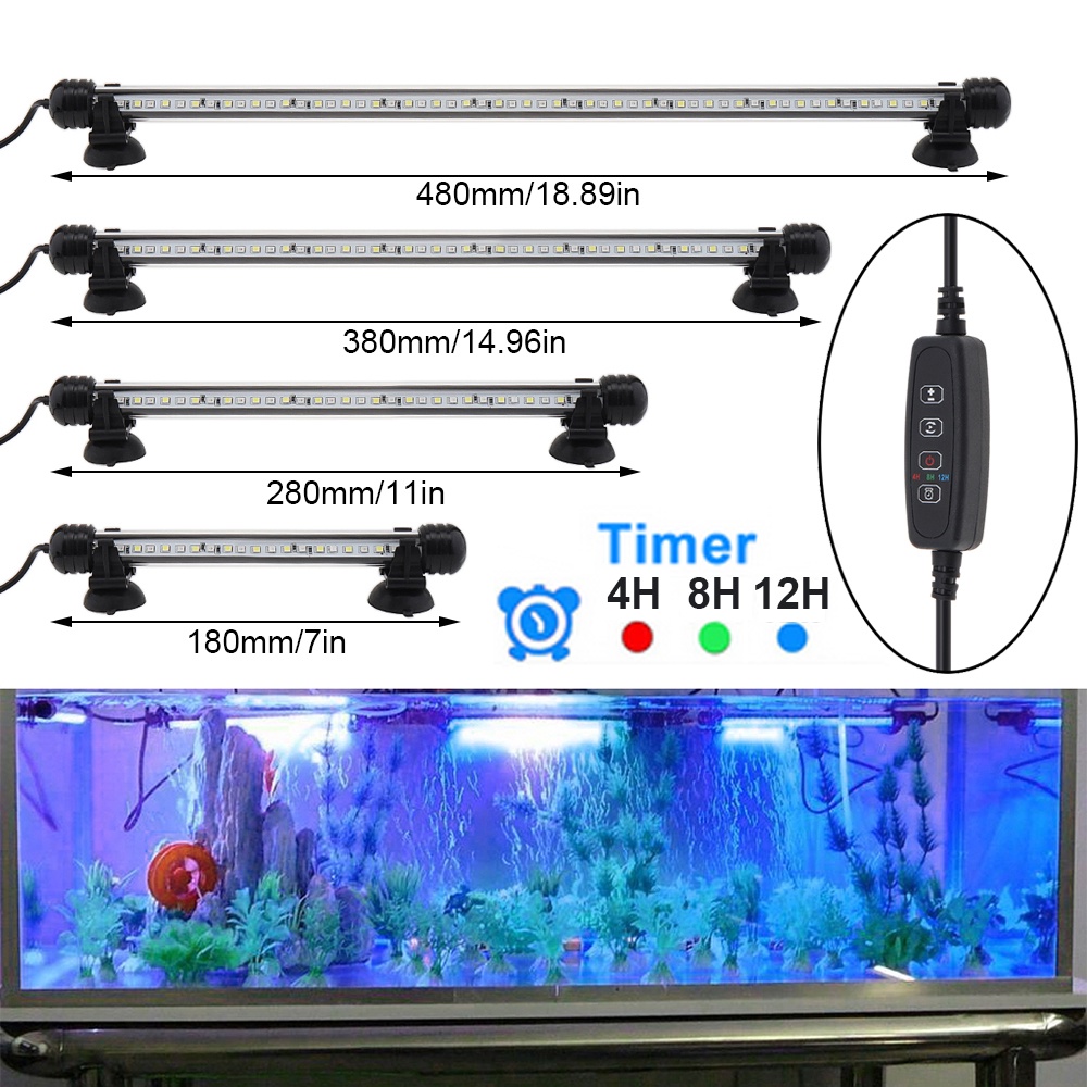 18-48cm IP68 Aquarium Lamp Submersible LED Aquarium Light Fish Tank Light with Timer Auto 3 Mode ...