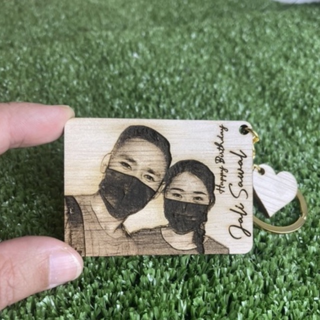 KEYCHAIN KAYU GAMBAR FOTO POTRAIT-WOOD KEYCHAIN PREMIUM KUALITI-PHOTO ...