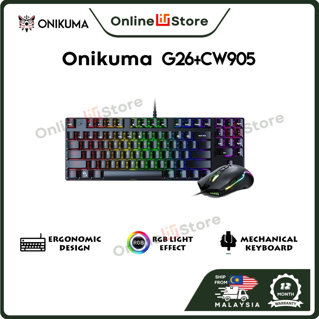 Onikuma G26 + CW905 RGB Combo Gaming Mechanical Keyboard and Optical ...