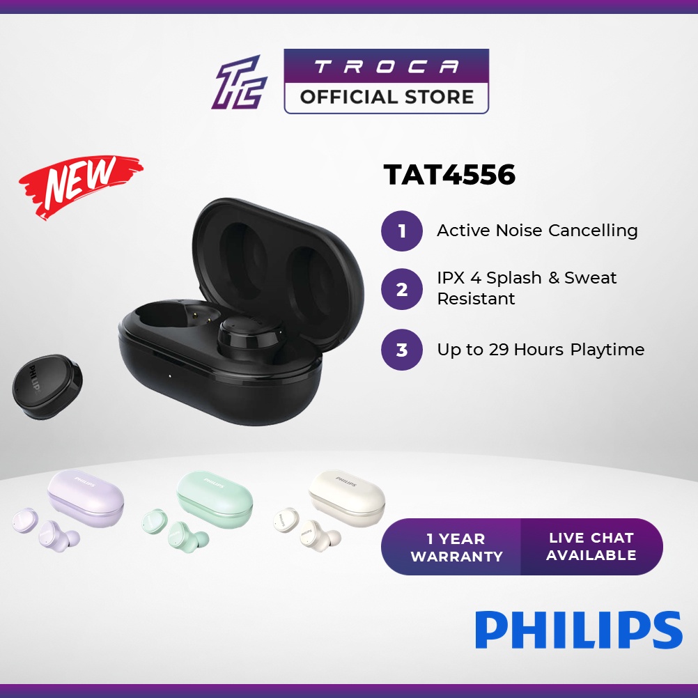 Philips TWS True Wireless Earbuds TAT4556 - Active Noise Cancelling ...