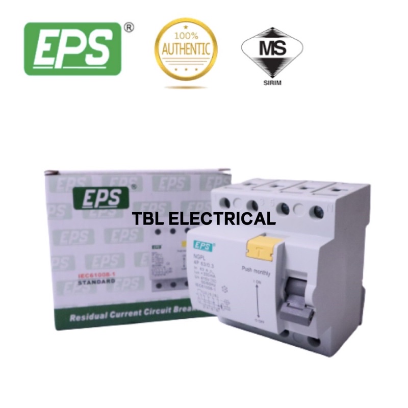 EPS 4 POLE ELCB / RCCB 20A 25A 40A 63A 100A 10MA 30MA 100MA 300MA ...