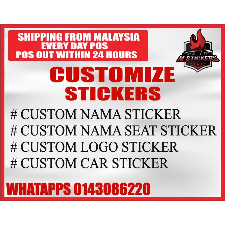 [M STICKERS] CUSTOM CAR STICKER CUSTOMIZE STICKER CAR STICKER KERETA ...