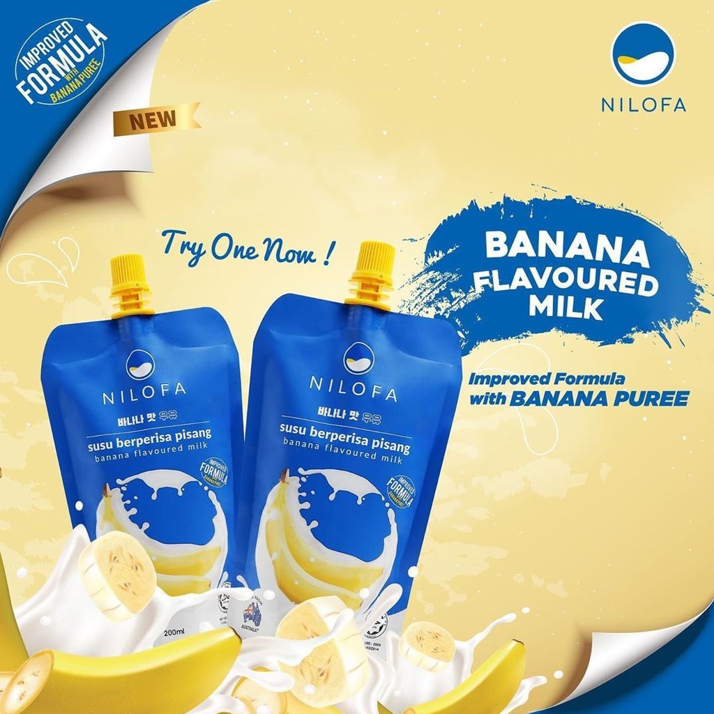 (POUCHES) NILOFA BANANA FLAVOURED MILK/ SUSU BERPERISA PISANG | Shopee ...