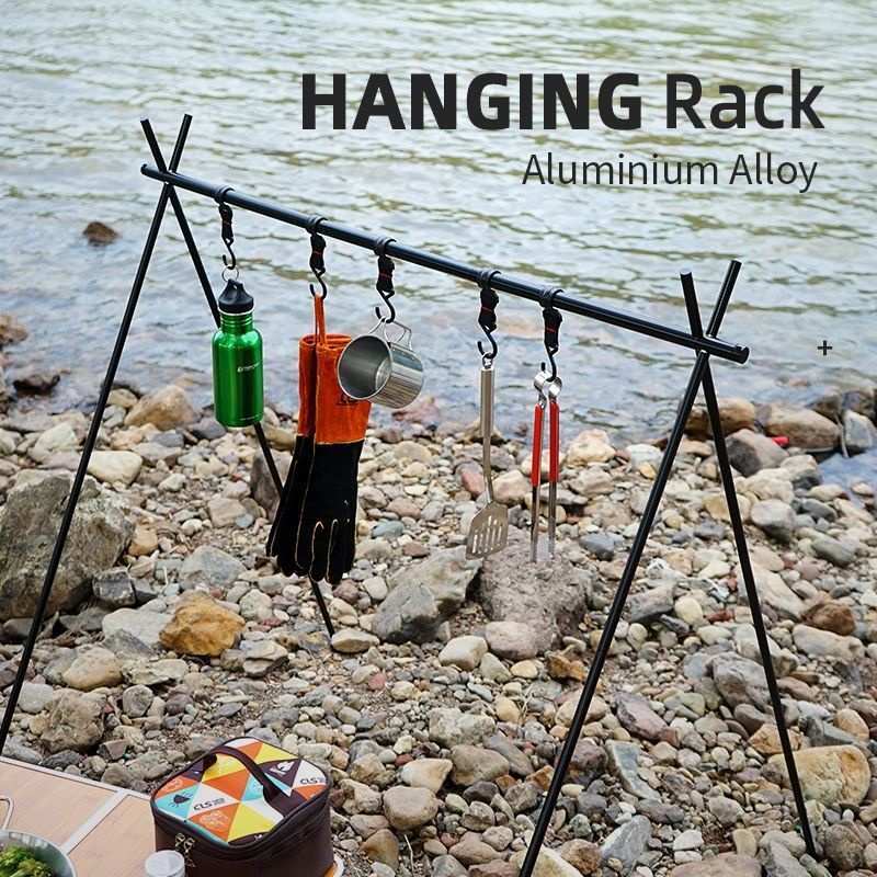MSW Camping Triangle Hanging Rack Hanger Tripod Shelf Stand Storage ...