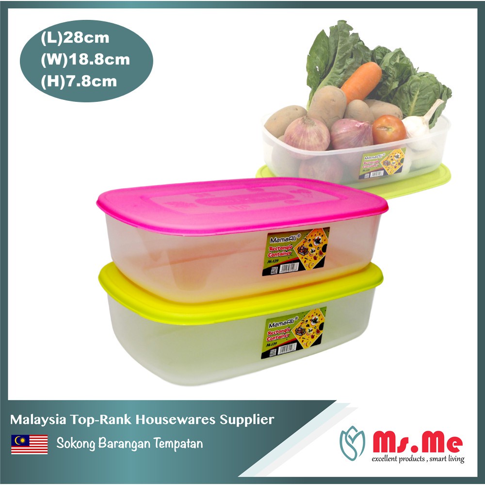 Ms.Me Length 28cm Translucent Food Container Multipurpose Rectangle Plastic Container Box Bekas ...