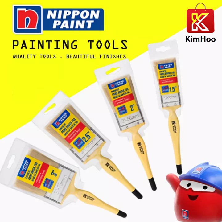 KIMHOO Nippon Paint Synthetic Paint Brush 750 ( 1.5" / 2" / 2.5" & 3 ...