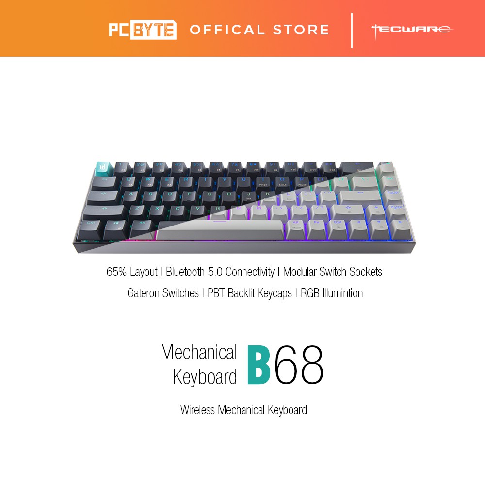 Tecware B68 Wireless Mechanical Keyboard with Gateron Switches [Black ...