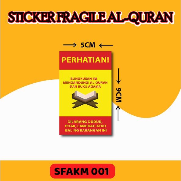 STICKER FRAGILE AL-QURAN, KITAB DAN BUKU AGAMA KUNING MENEGAK 🔥READY STOCK 🔥 [BUY 10 + 1] (10 ...